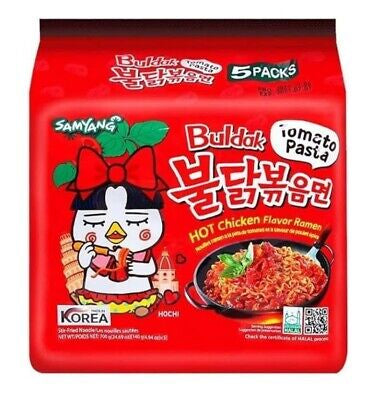 Samyang Buldak Tomato Pasta Flavor Ramen (140g x 5pks x 8ct) – SnacksNow